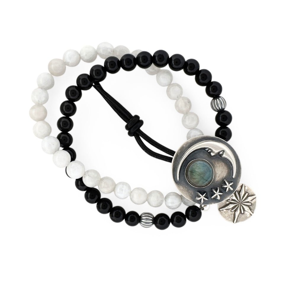 Moon face Labradorite Silver Button Bracelet. Beaded. Shop – Pure ...